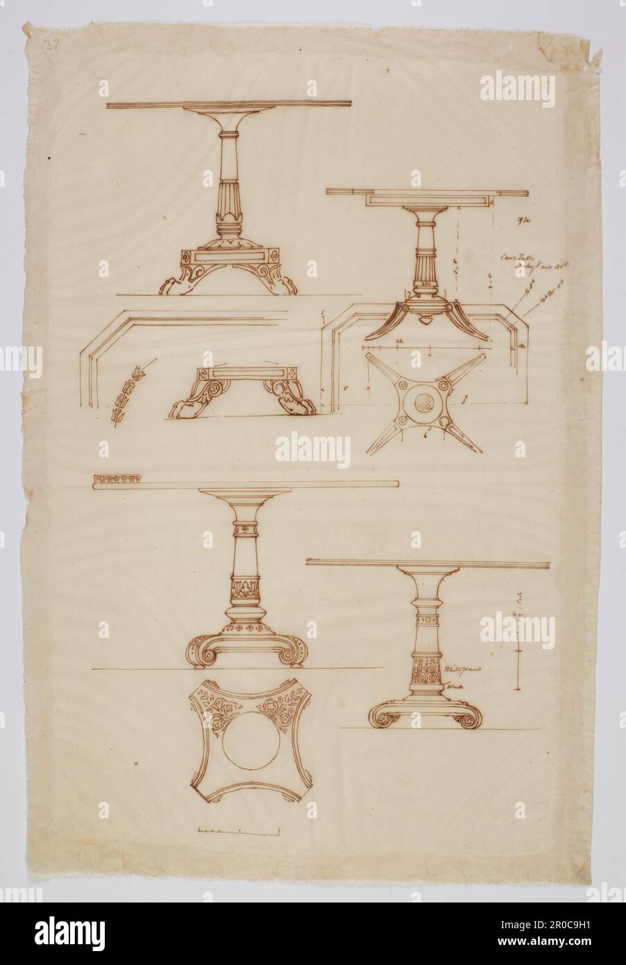 Wilkinson Tracing, Designs for four different tables, 1820. Ink on ...