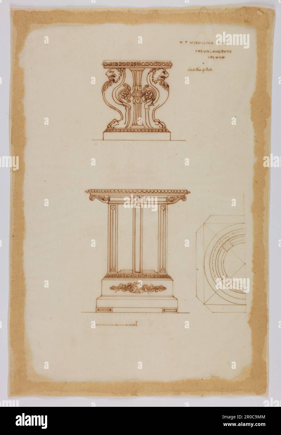 Wilkinson Tracing, Design for two tables, 1820. Ink on tracing paper ...
