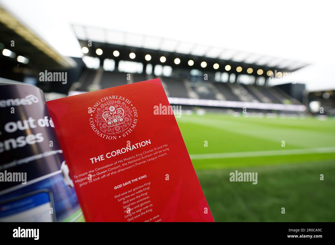 A general view of the match day programme featuring the lyrics to the ...