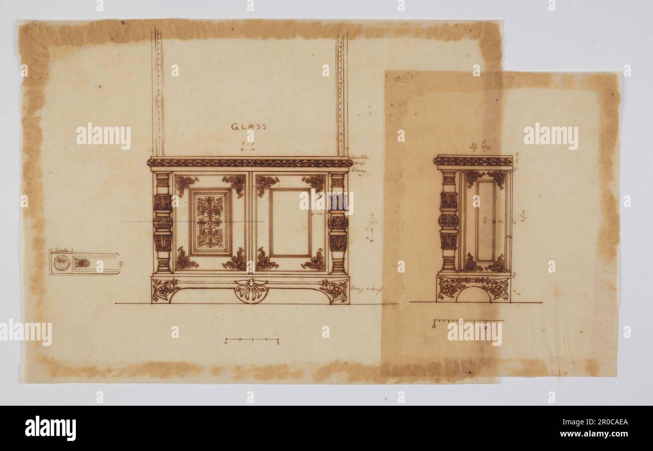 Wilkinson Tracing, Design for a pier cabinet, 1820. Ink on tracing ...