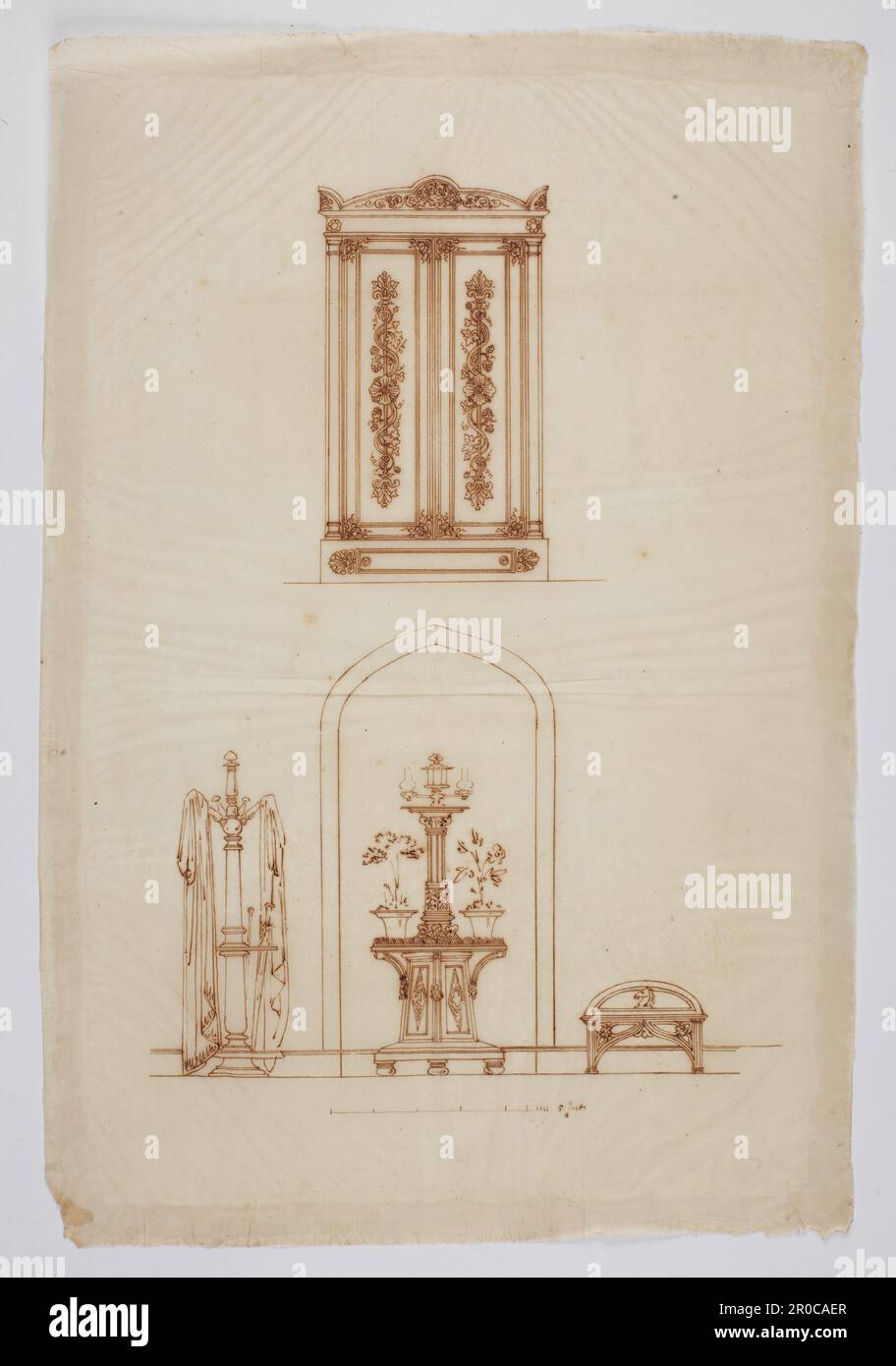 Wilkinson Tracing, Design for a wardrobe, and an elevation of a hallway ...
