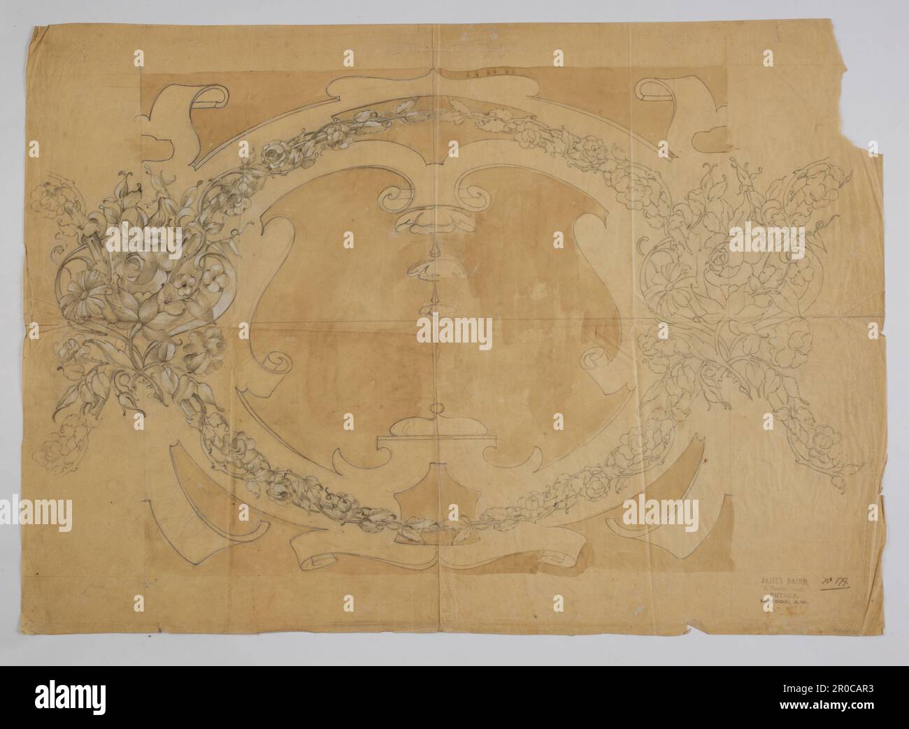 Design for a floral cartouche, possibly for plasterwork, 1800-90 ...