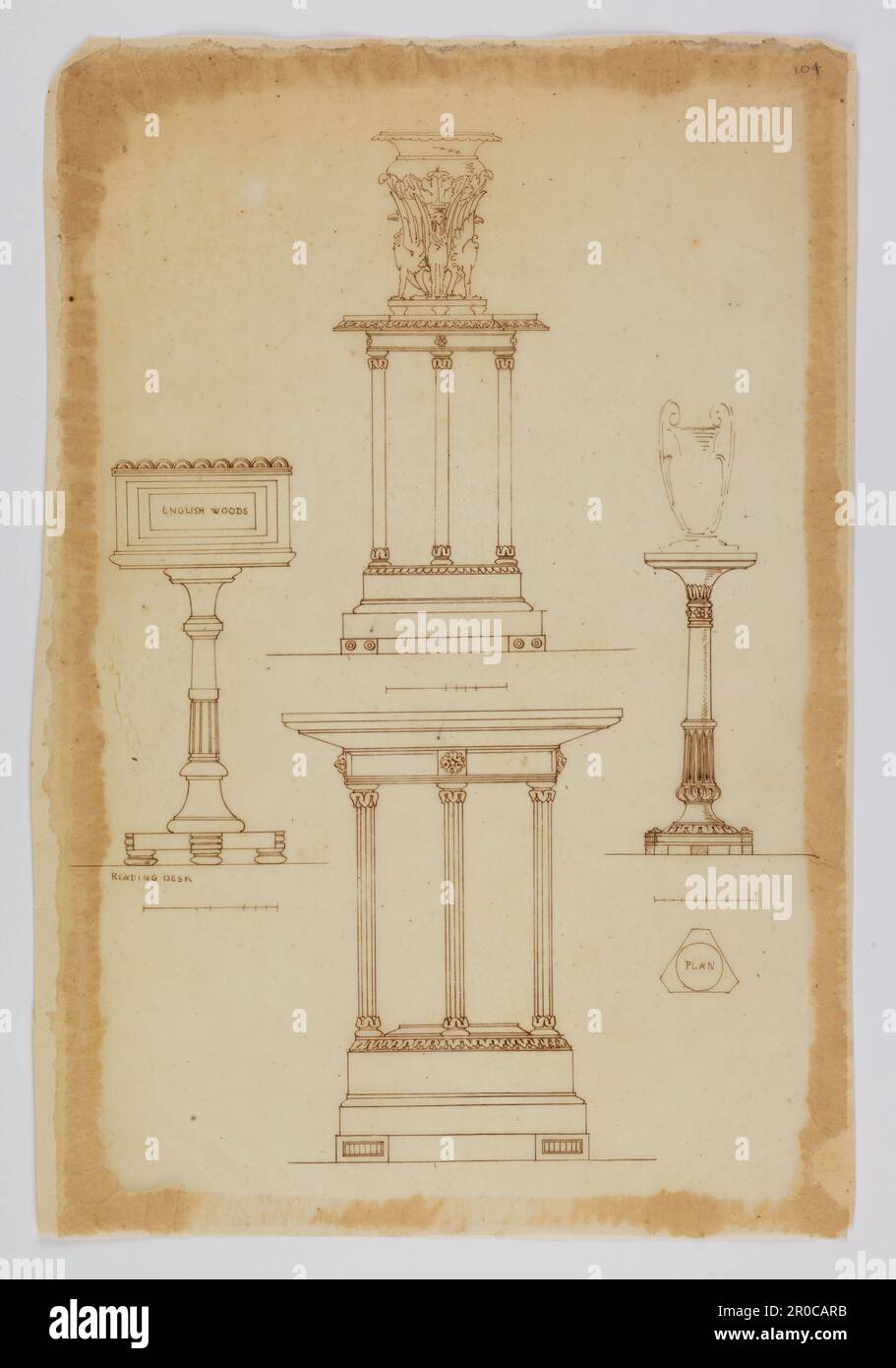 Wilkinson Tracing, Design for 4 stands, 1820. Ink on tracing paper ...