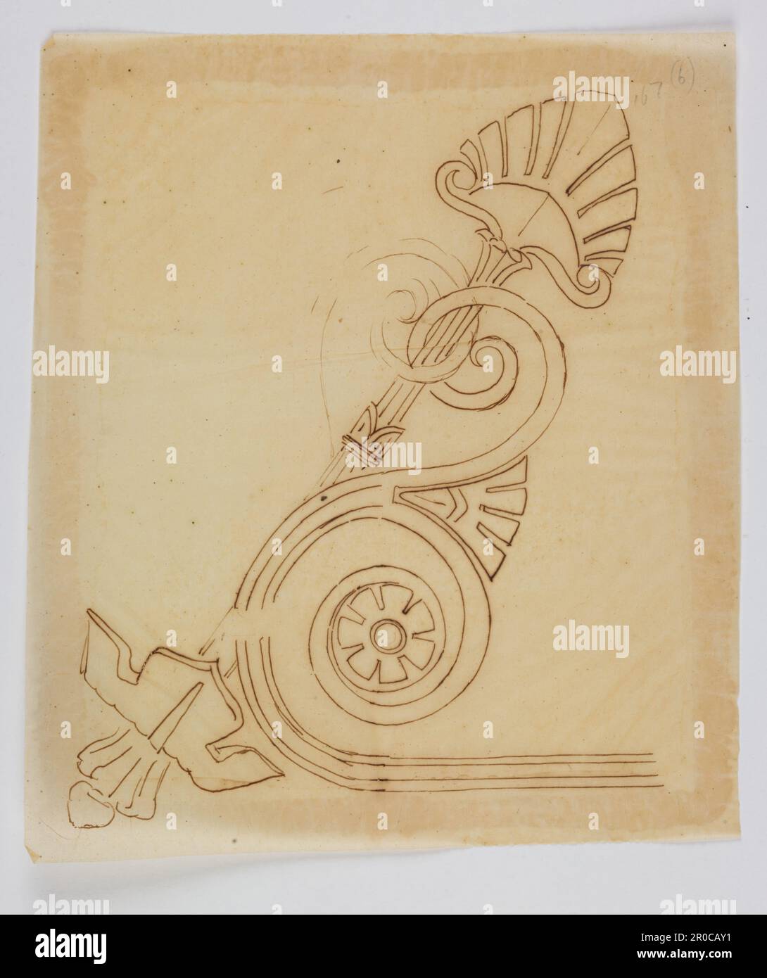 Wilkinson Tracing, Partial design for inlaid decoration, 1820. Ink on ...