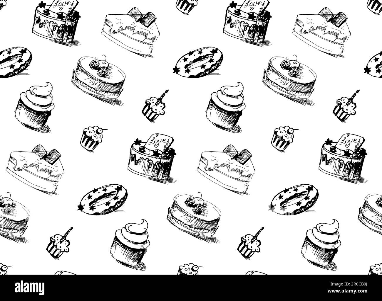 Tasty Cakes Seamless Pattern. Cream Food Background. Bakery sticker and ...