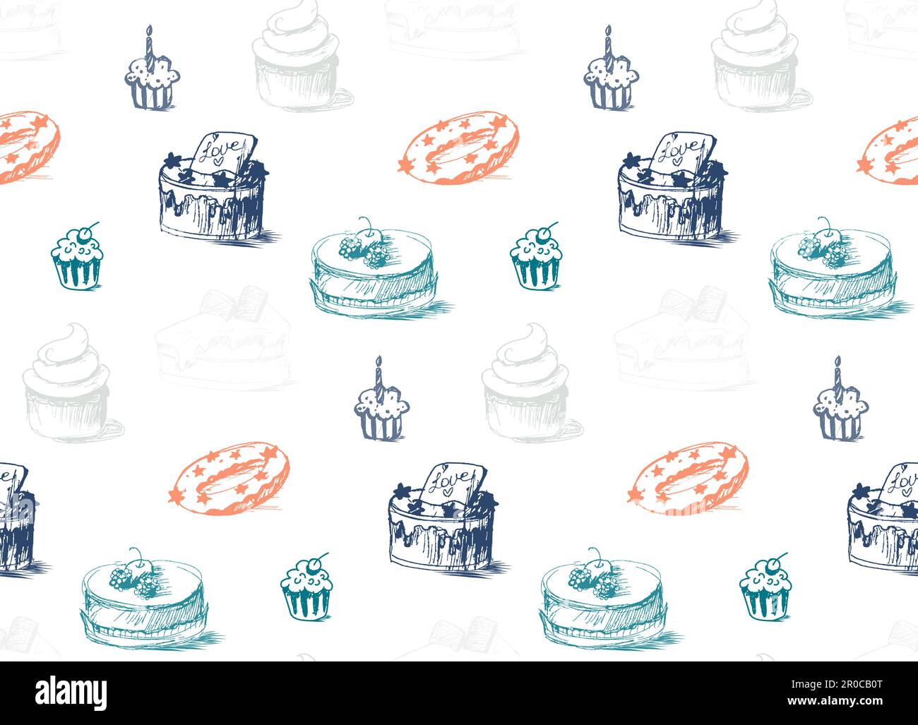 Tasty Cakes Seamless Pattern. Cream Food Background. Bakery sticker and ...