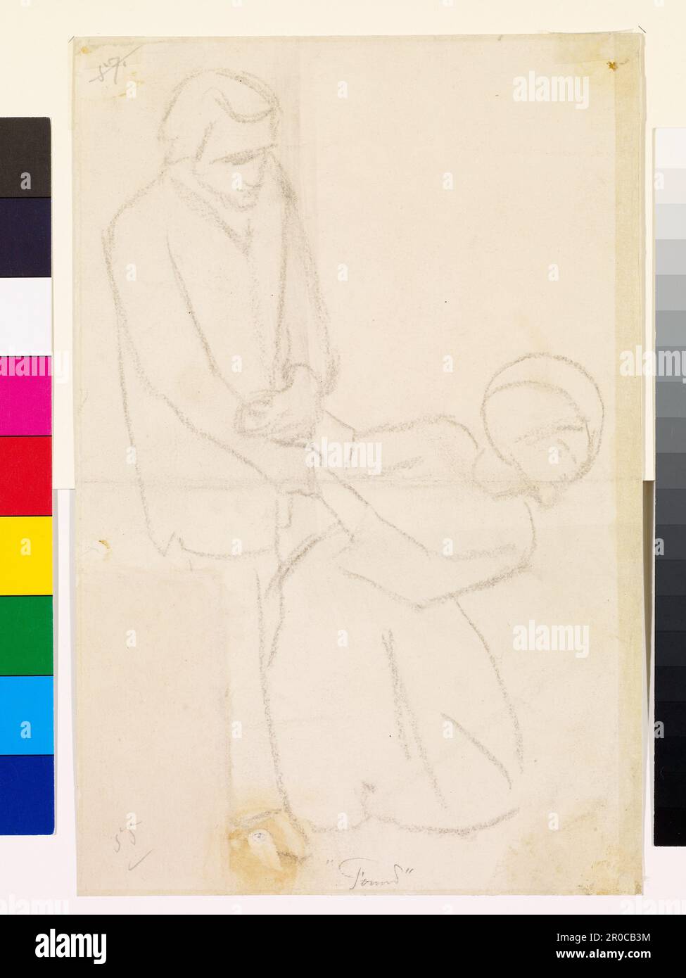 Found, 1854. Reverse showing a rough tracing of the outlines of the ...