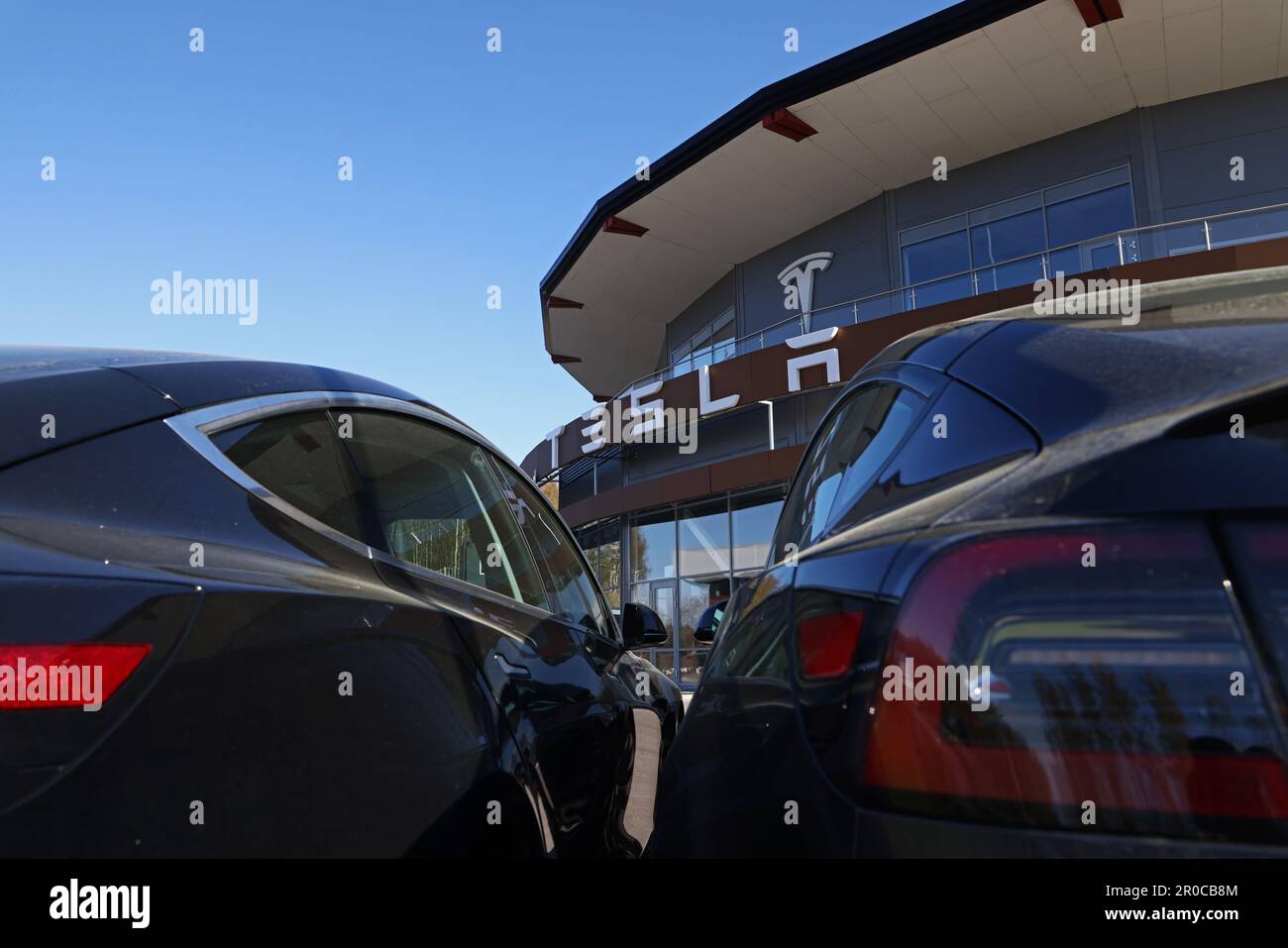 Tesla car dealership and service, Örebro, Sweden Stock Photo - Alamy