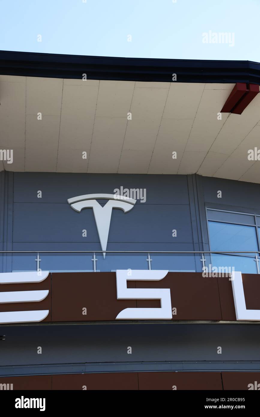 Tesla car dealership and service, Örebro, Sweden Stock Photo - Alamy
