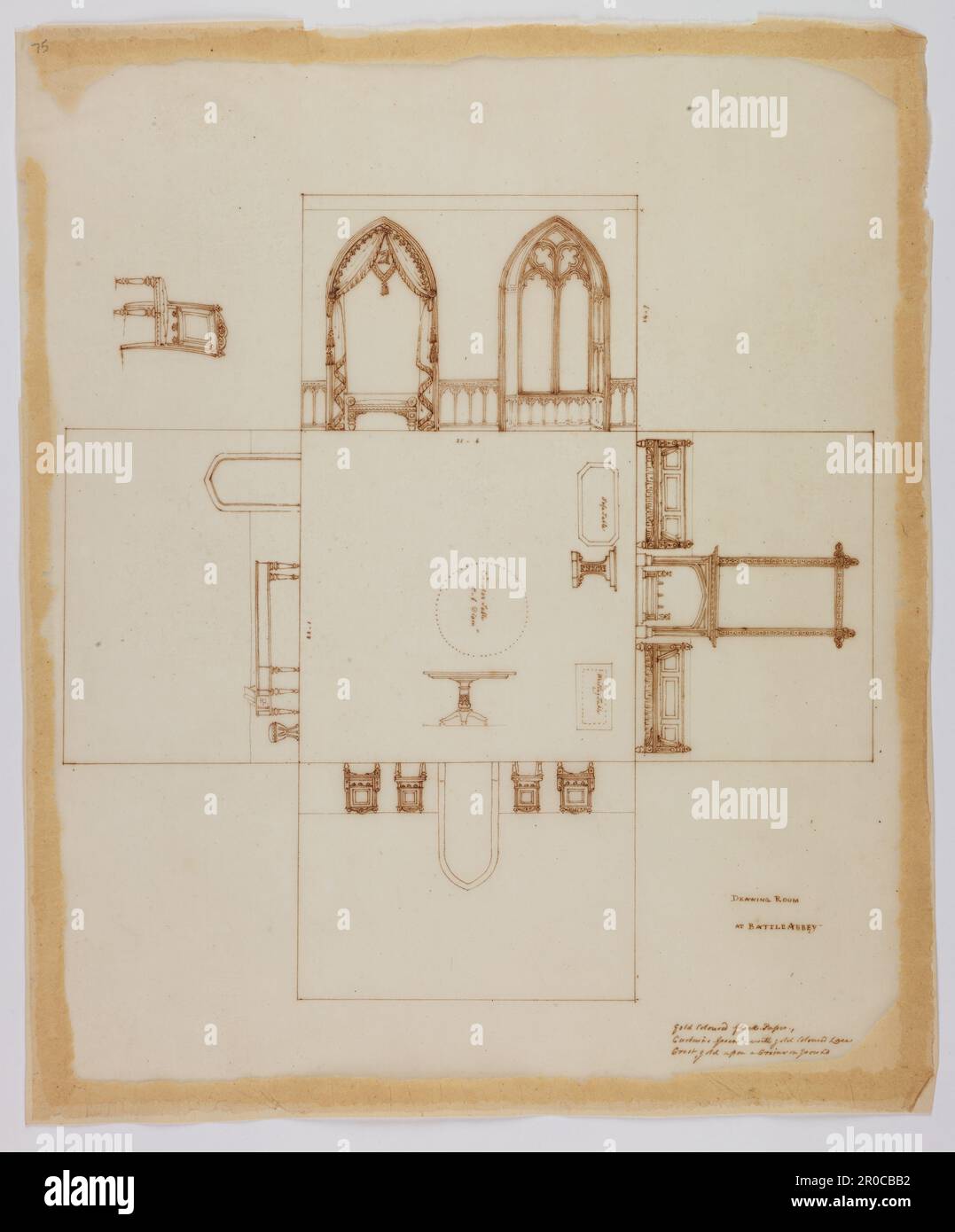 Wilkinson Tracing, Design for the Drawing Room at Battle Abbey, 1820 ...