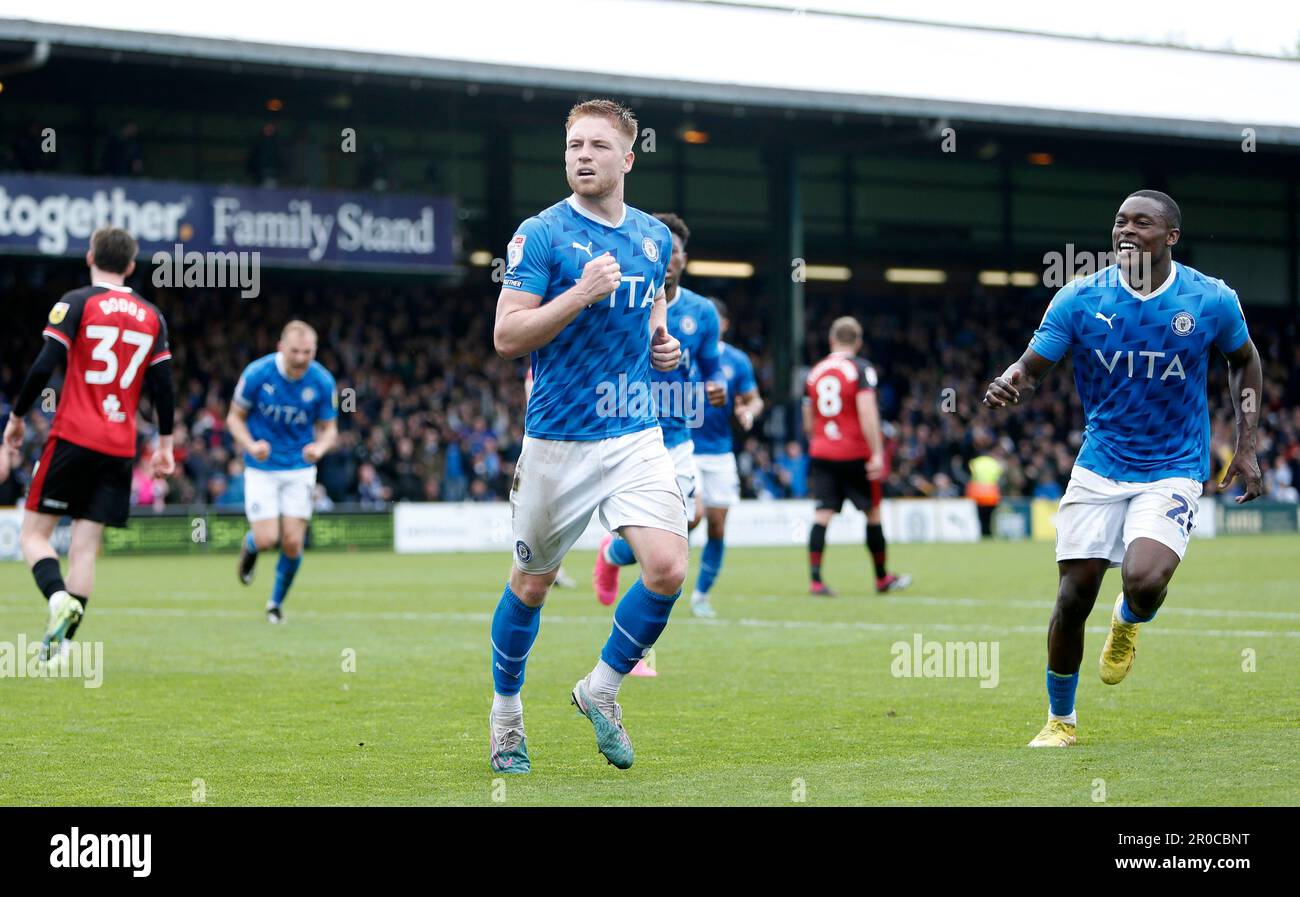 Stockport County's Callum Camps celebrates scoring their side's first ...