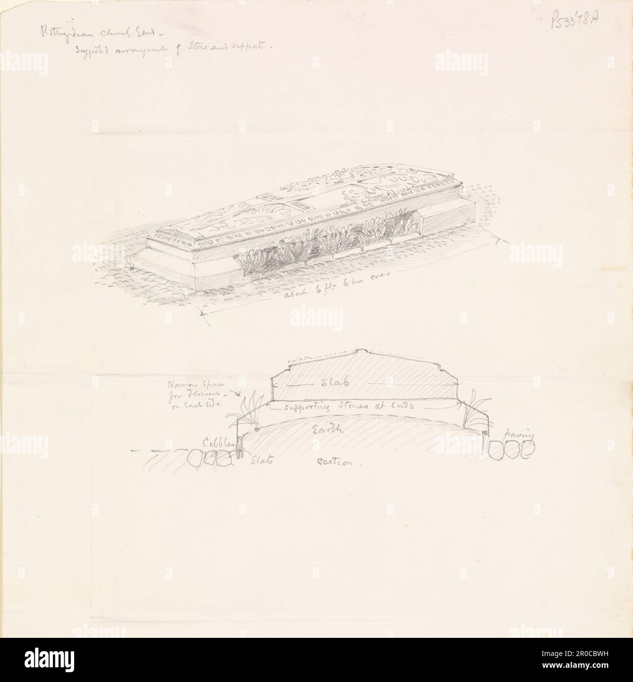 Mortuary Design - Gravestone and Plot, 1887-98. Pencil on paper ...