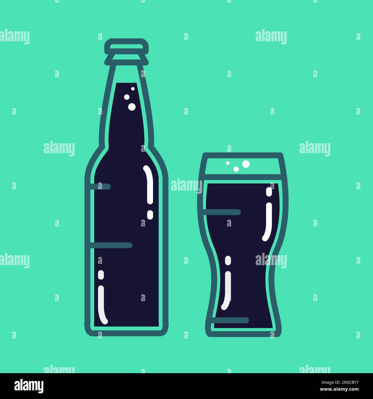 Cocktail, cold beer or juice bottle with glass. Alcohol banner with ...