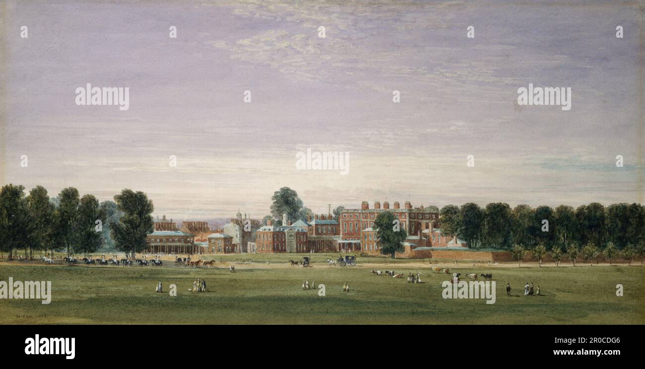 Buckingham House from the Green Park, 1825. Artist: David Cox ...
