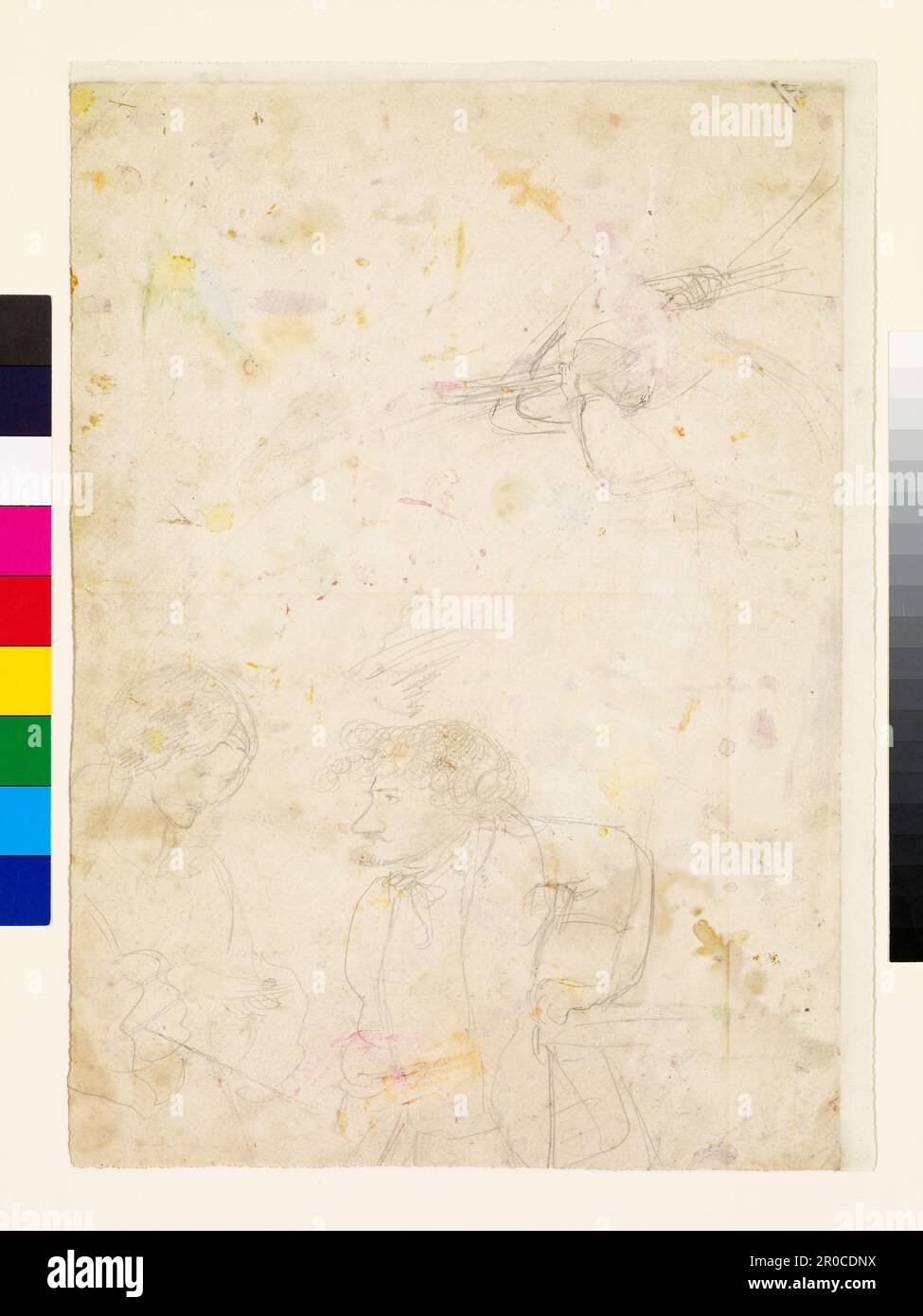 Launcelot at the Shrine of the Holy Grail, 1857. Reverse of study for ...