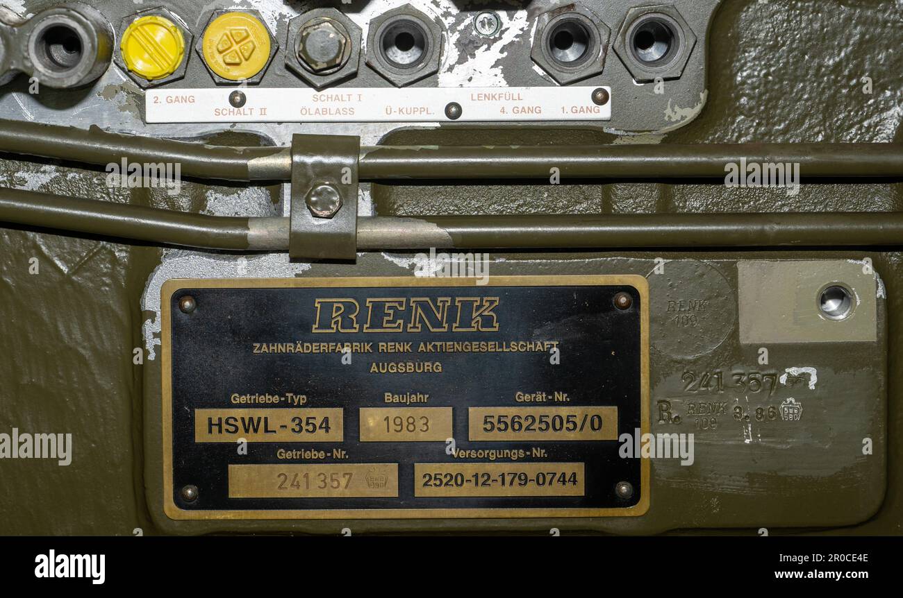 Augsburg, Germany. 08th May, 2023. At the Renk company, there is a nameplate from 1983 on a ...