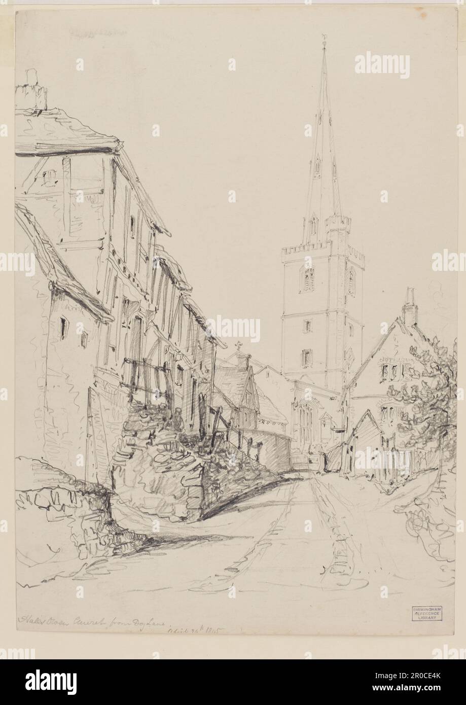 Topographical view of Birmingham.Pencil Drawing.. Halesowen Church from ...
