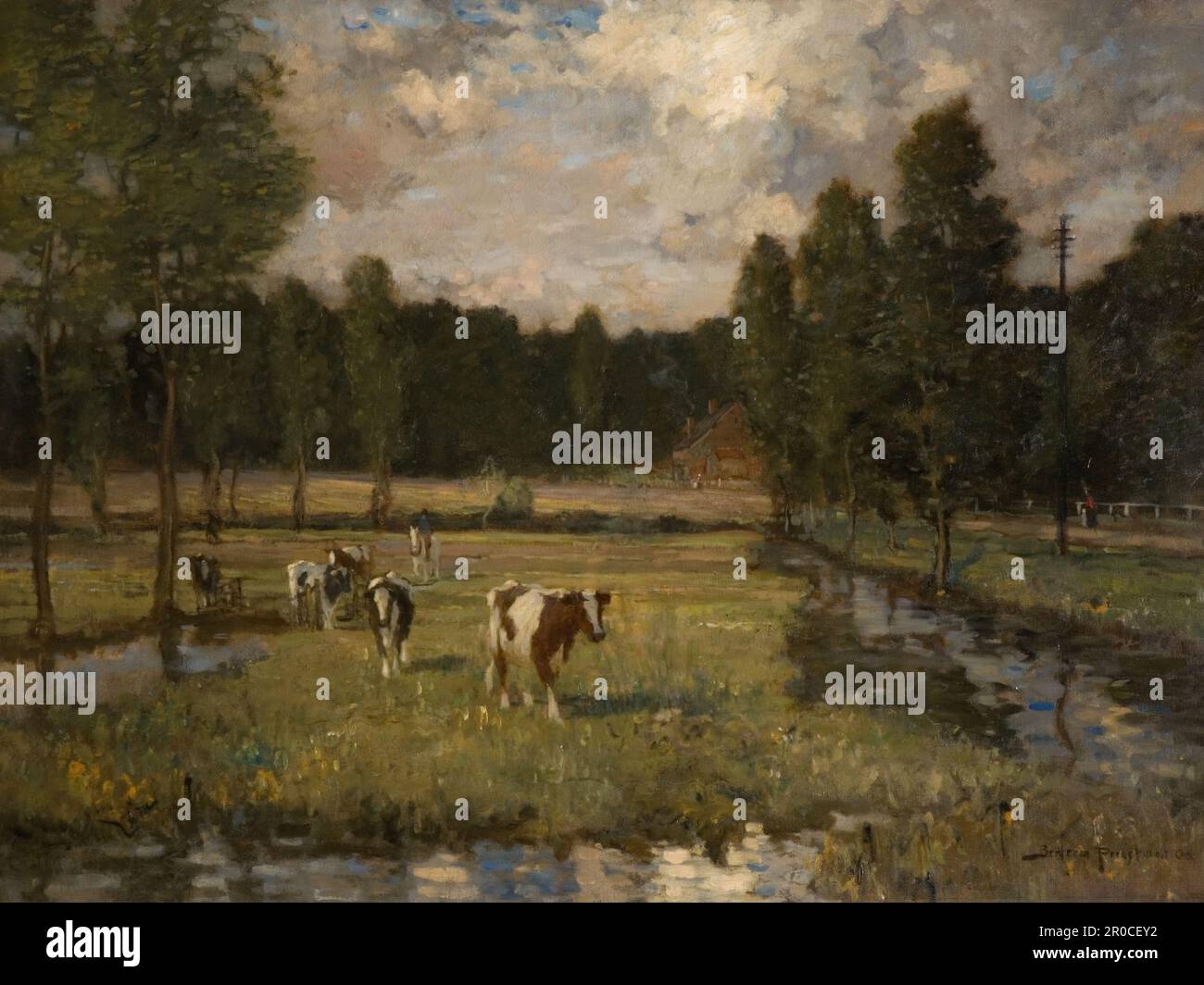 Suffolk Water Meadows, 1906. Artist: Bertram Priestman (d.1951 Stock ...