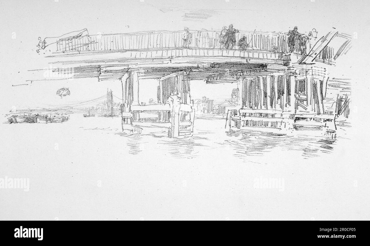 Old Battersea Bridge, 1879. Artist: James A McNeill Whistler. Printer ...