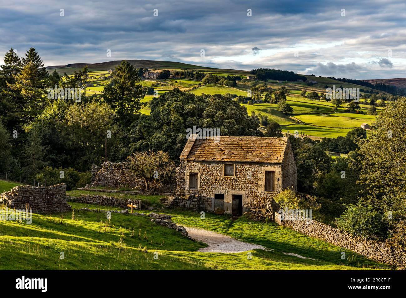 Nidderdale; Blayshaw Barn; View to Middlesmoor; Yorkshire Dales; UK ...