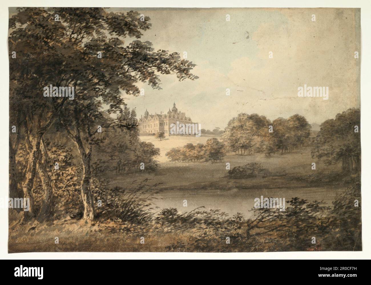 View of Aston Hall from the Staffordshire Pool, 1808-1838. By: Joseph ...