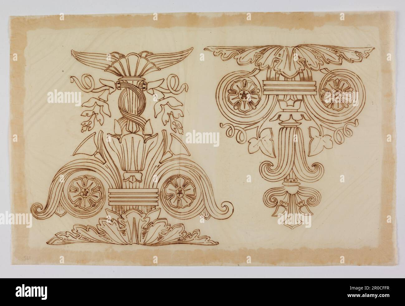 Wilkinson Tracing, Two designs for inlaid decoration, 1820. Ink on ...