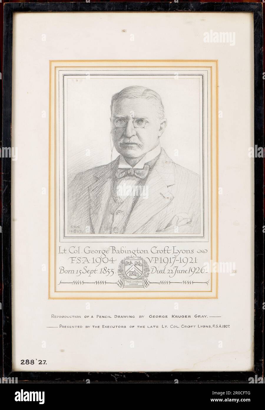 Lieutenant Colonel G.B.C. Lyons,. Reproduction of pencil drawing by ...