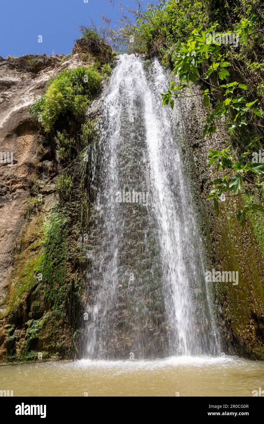 Meitzar stream and waterfall, nature reserve Golan Heights, Israel ...
