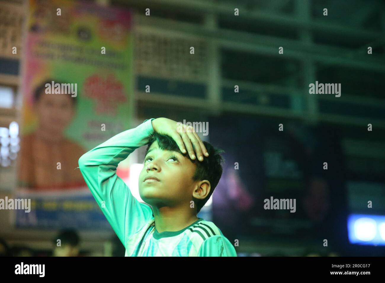 Crazy Argentina football fans of Bangladesh watching Argentina and Poland match at Dhaka ...
