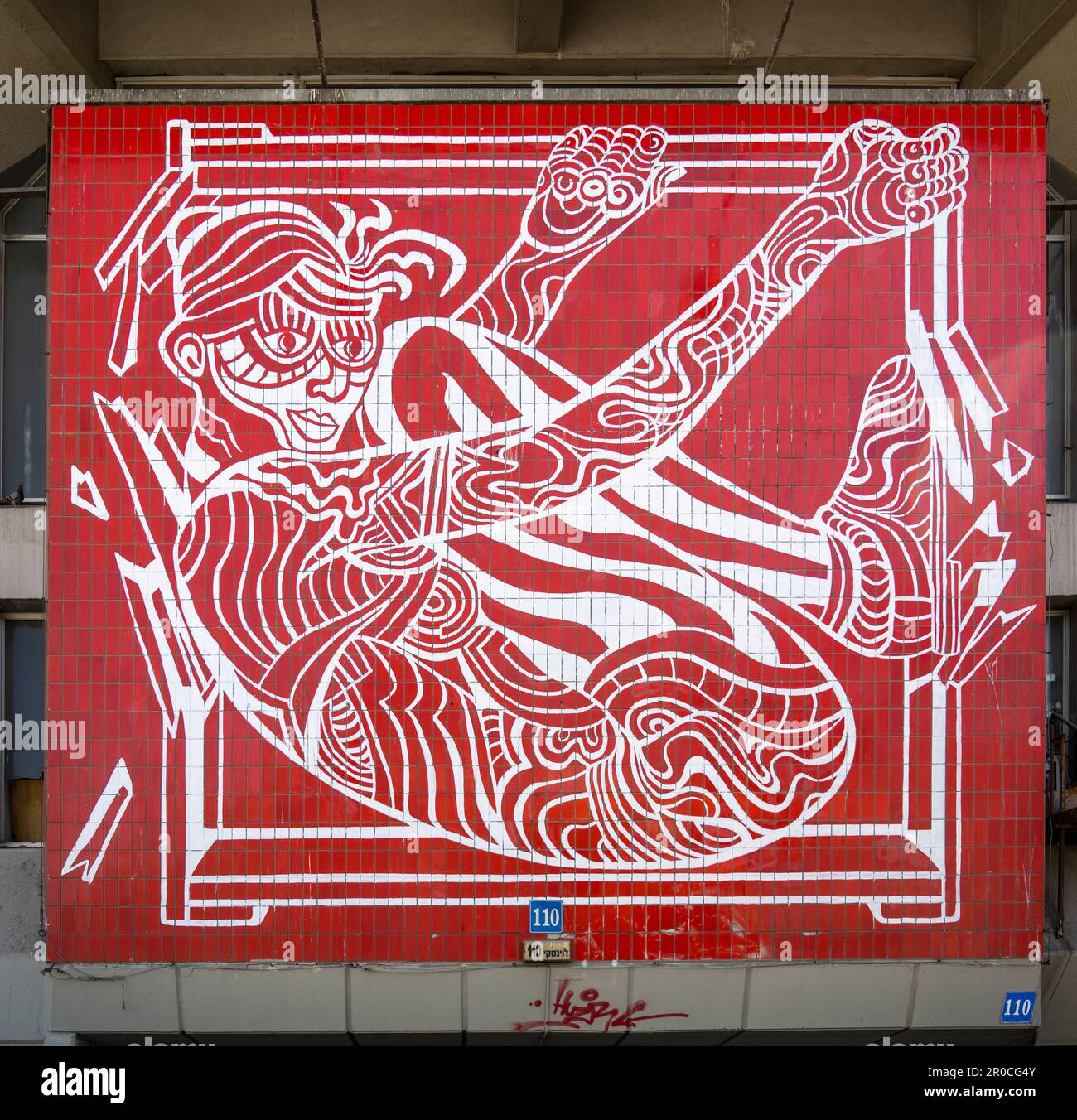 Graffiti on a wall. Photographed on the walls of the Central Bus ...