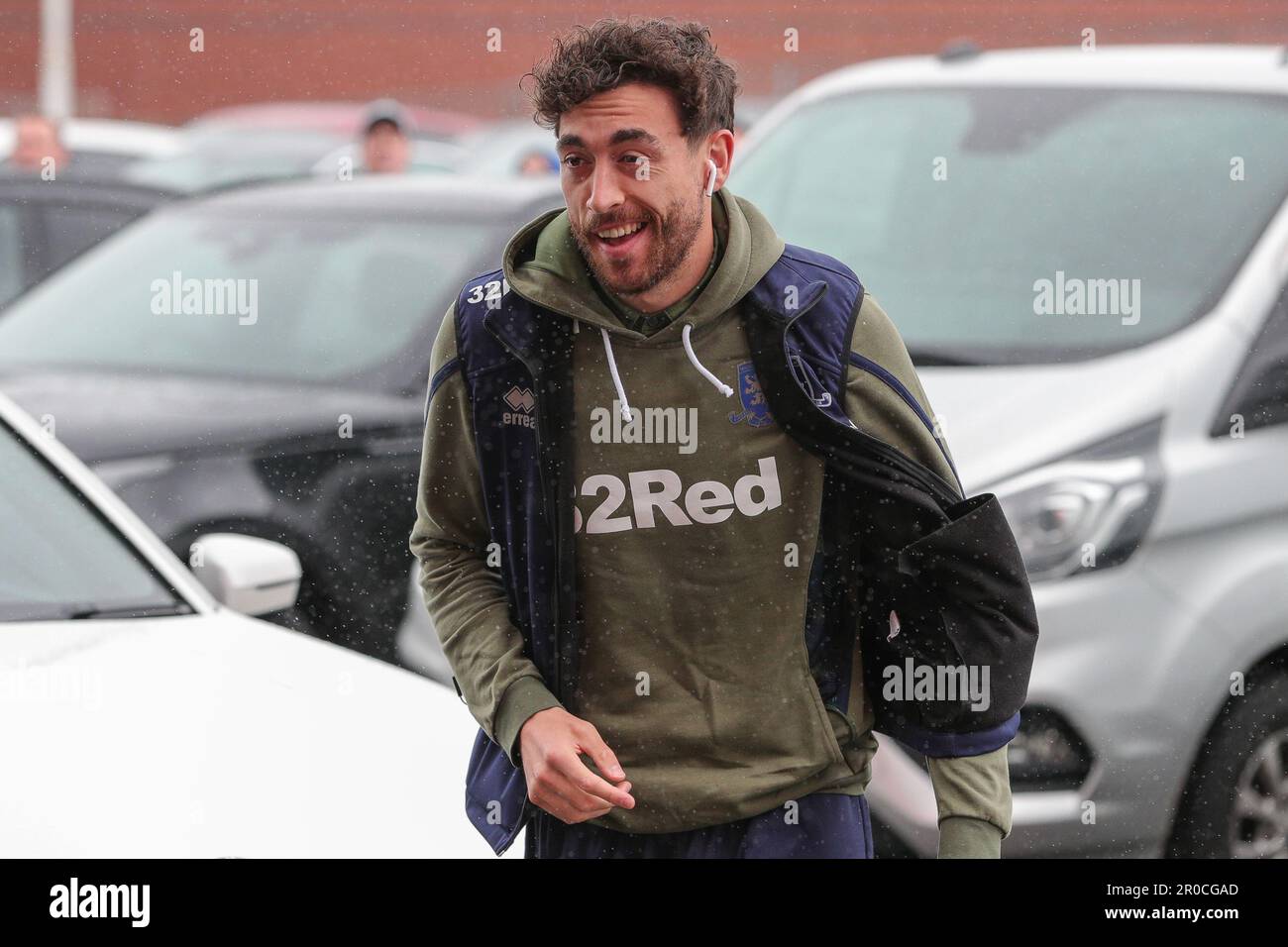 Matt Crooks #25 of Middlesbrough arrives at The Riverside Stadium ahead ...