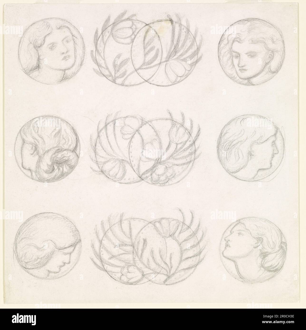 Sofa Decorations - Sheet of Designs, 1860-70. Artist: Dante Gabriel ...