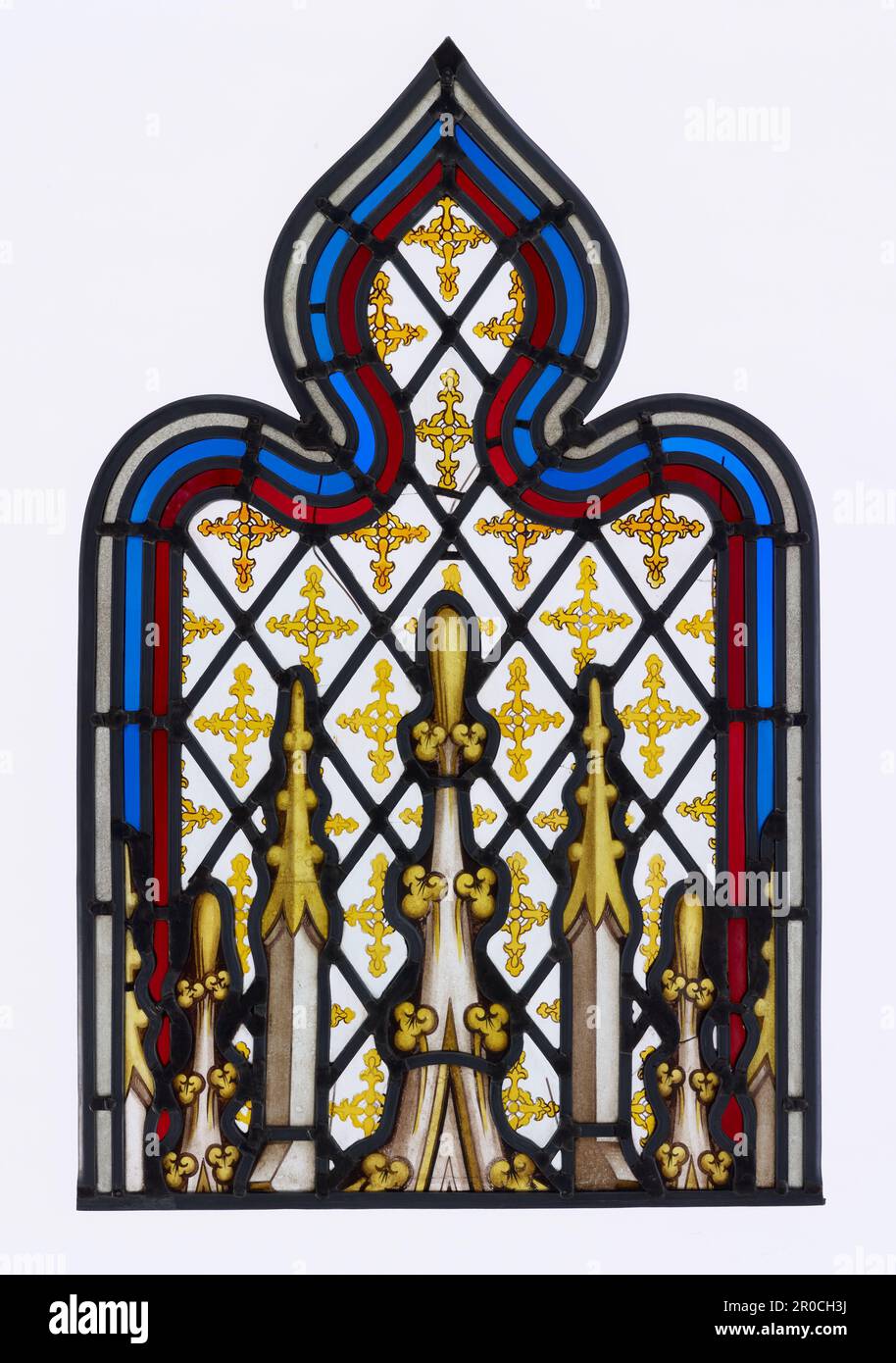 I was a stranger and ye took me in, 1850-55. Top section of stained ...