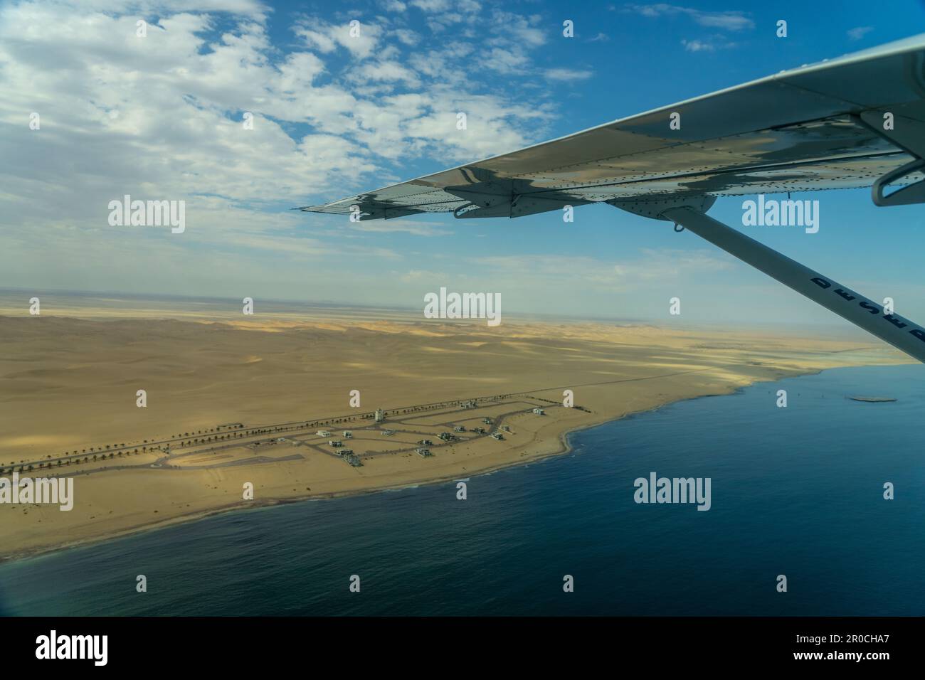 Aerial photography of Langstrand, Namibia on the Namibian coast where ...