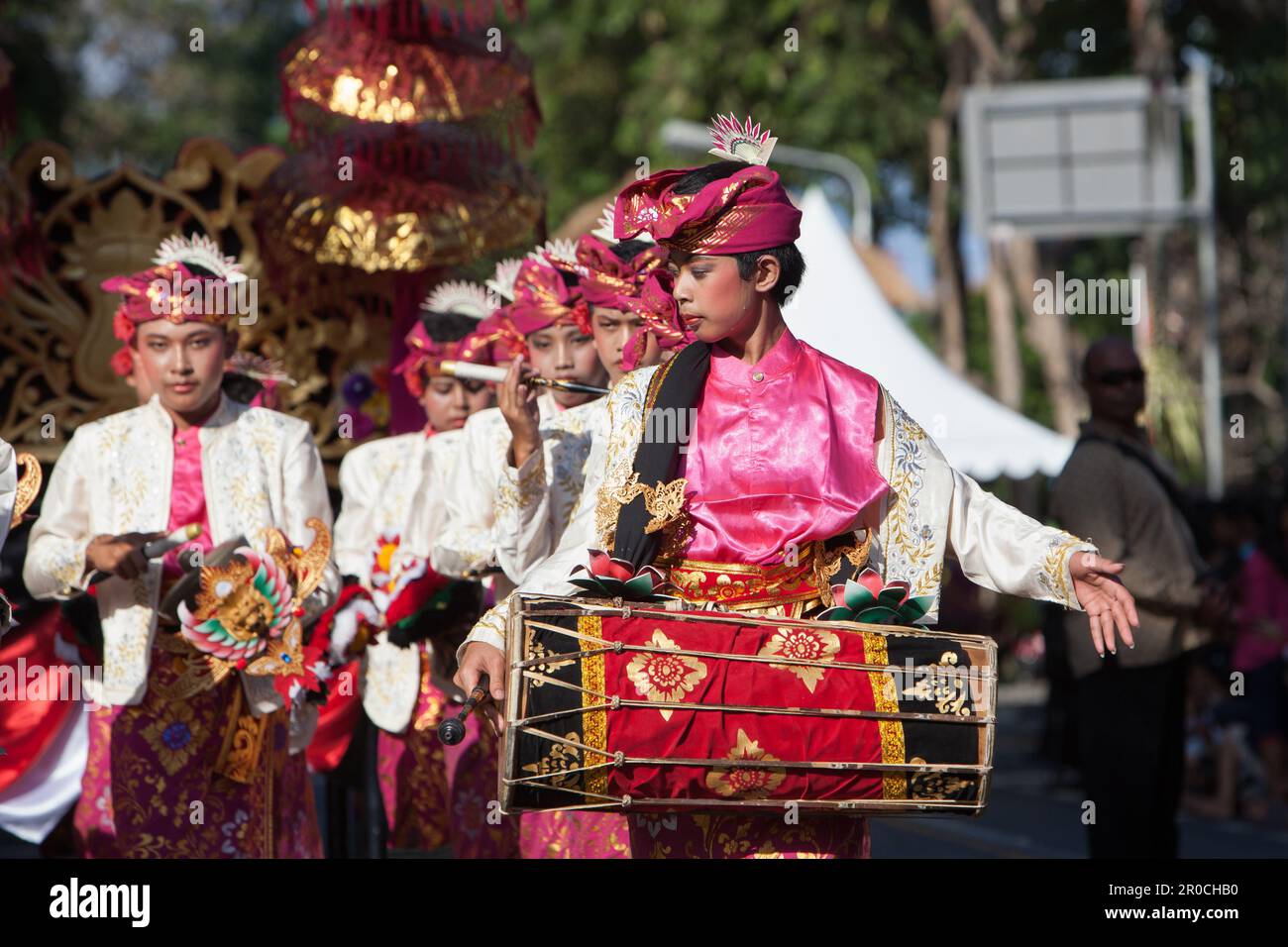 Denpasar, Bali island, Indonesia - June 11, 2016: Young musicians ...