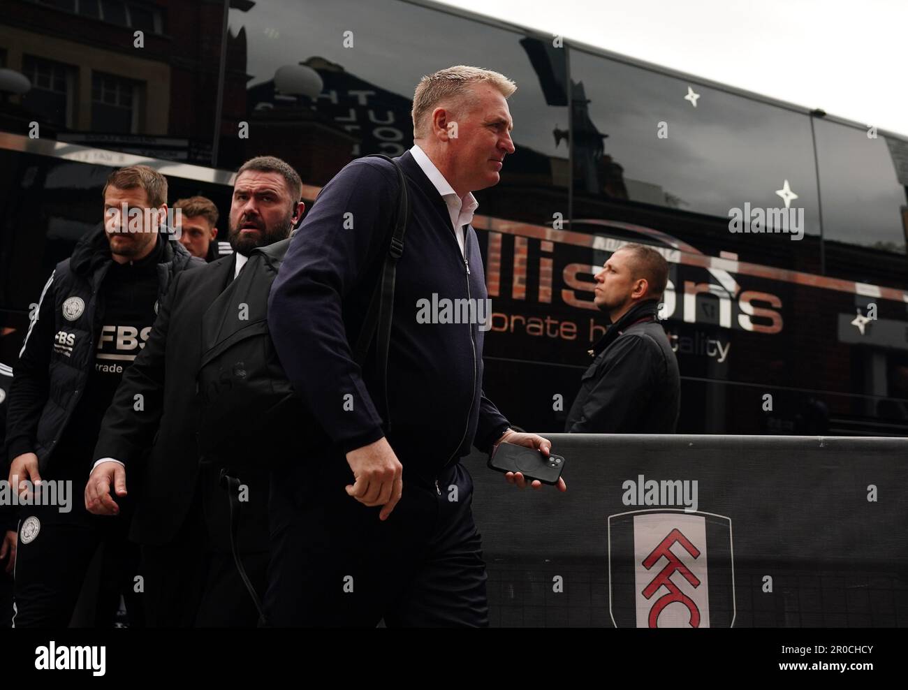 Leicester City manager Dean Smith arriving ahead of the Premier League ...