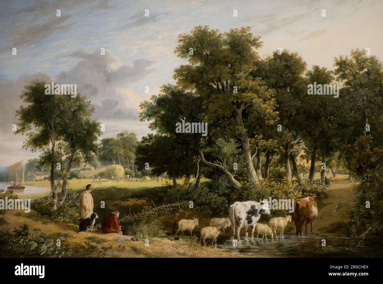 Landscape - Cattle Crossing A Stream, 1831. By George Vincent Stock ...