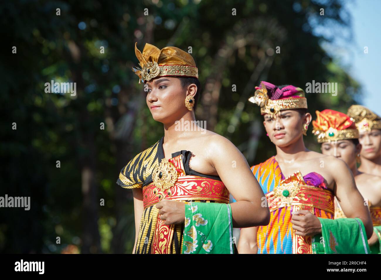 Denpasar, Bali island, Indonesia - June 11, 2016: Young men dressed in ...