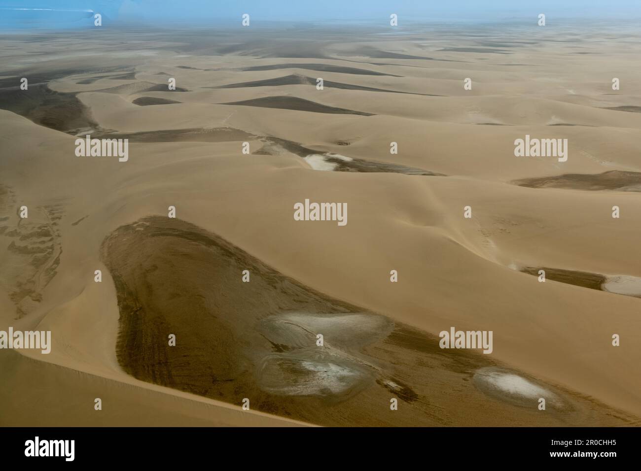 Aerial photography the Namibian coast where the sand dunes meet the ...