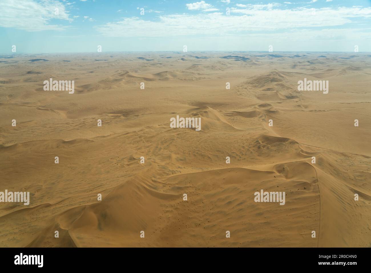 Aerial photography the Namibian coast where the sand dunes meet the ...