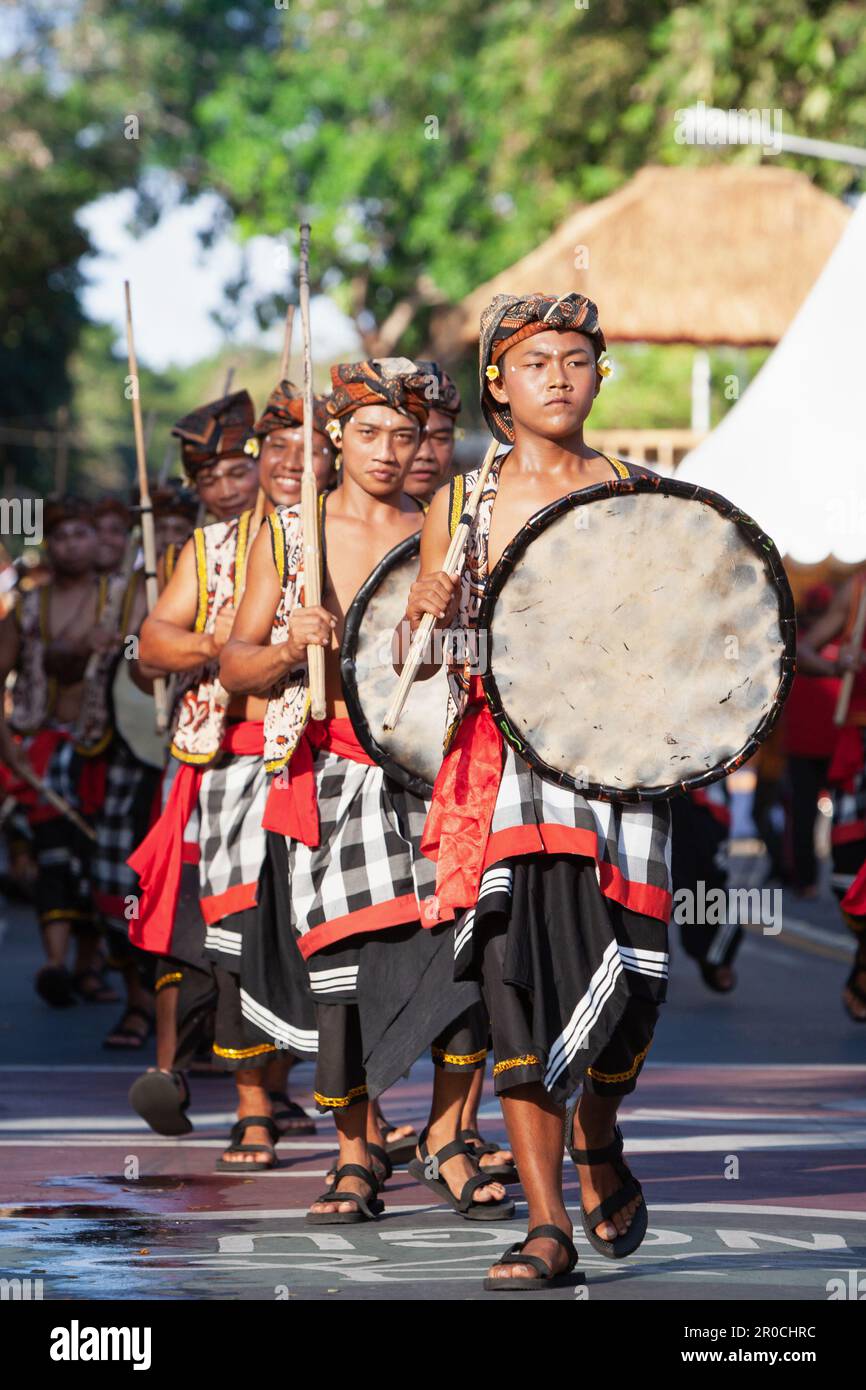 Denpasar, Bali island, Indonesia - June 11, 2016: Young men dressed in ...