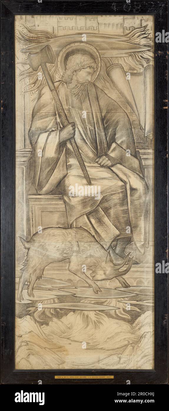 Thor, 1883-84. Sir Edward Burne-Jones (d.1898). Thor holding his mallet ...