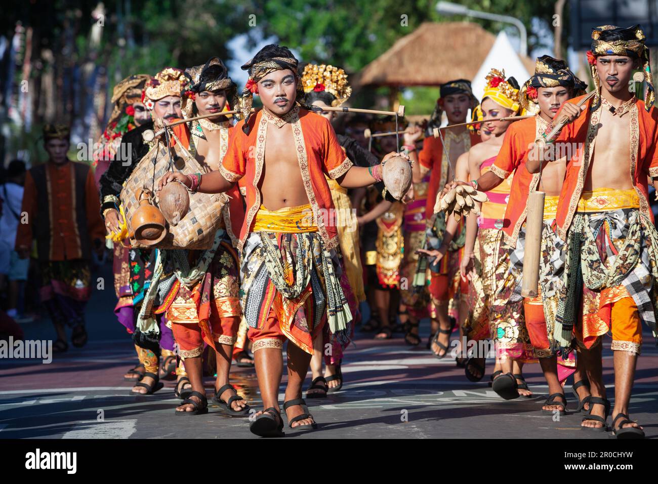 Denpasar, Bali island, Indonesia - June 11, 2016: Young men dressed in ...