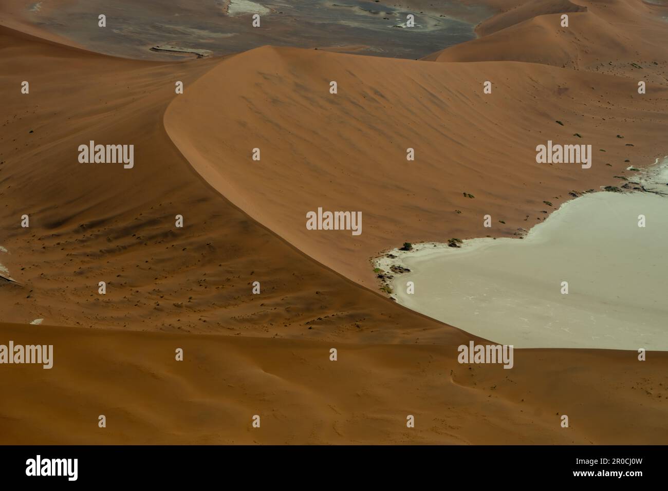 Aerial photography the Namibian coast where the sand dunes meet the ...