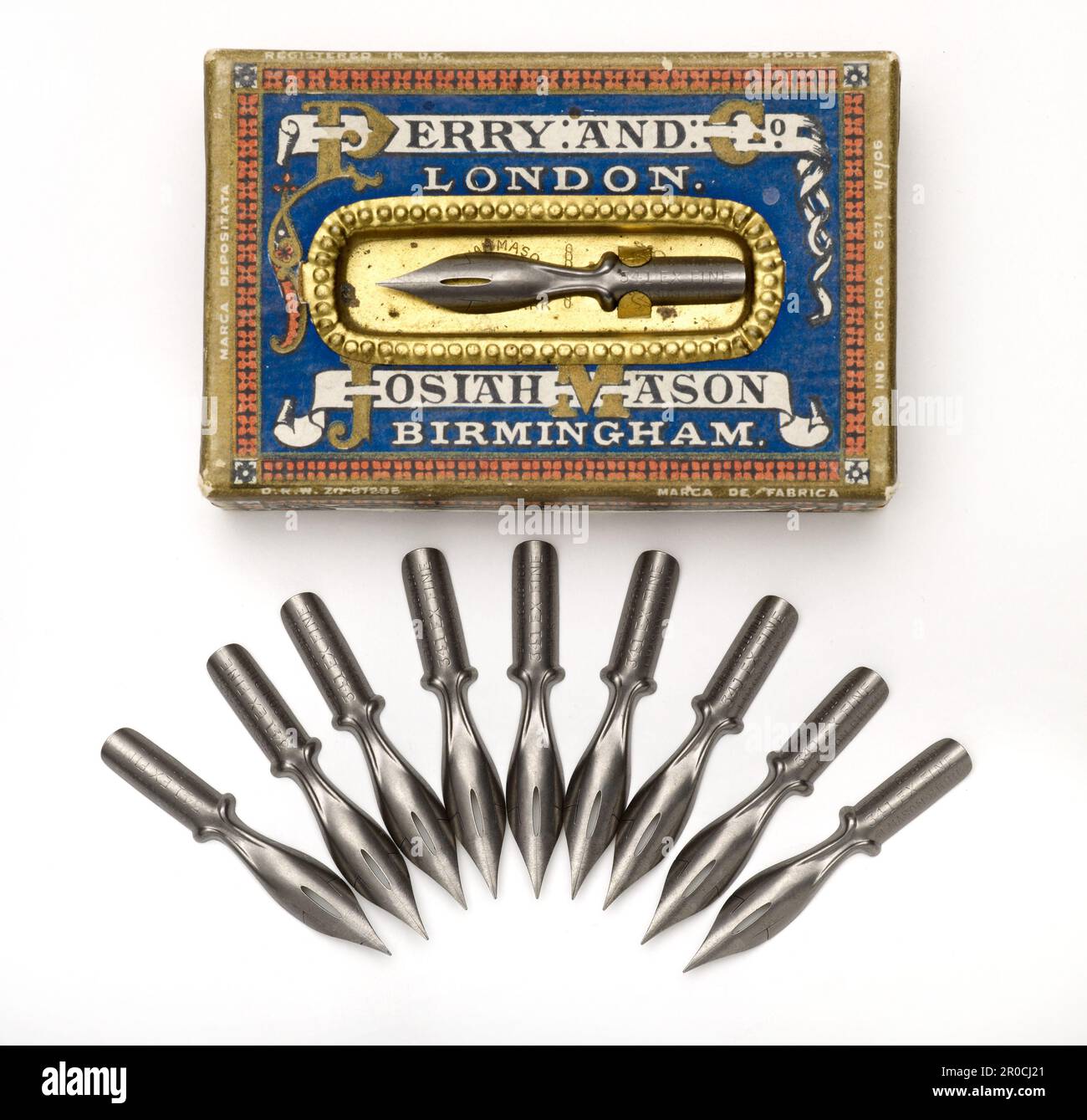 Box of Perry Pen Nibs. Manufacturer: Josiah Mason. Card box with lid ...