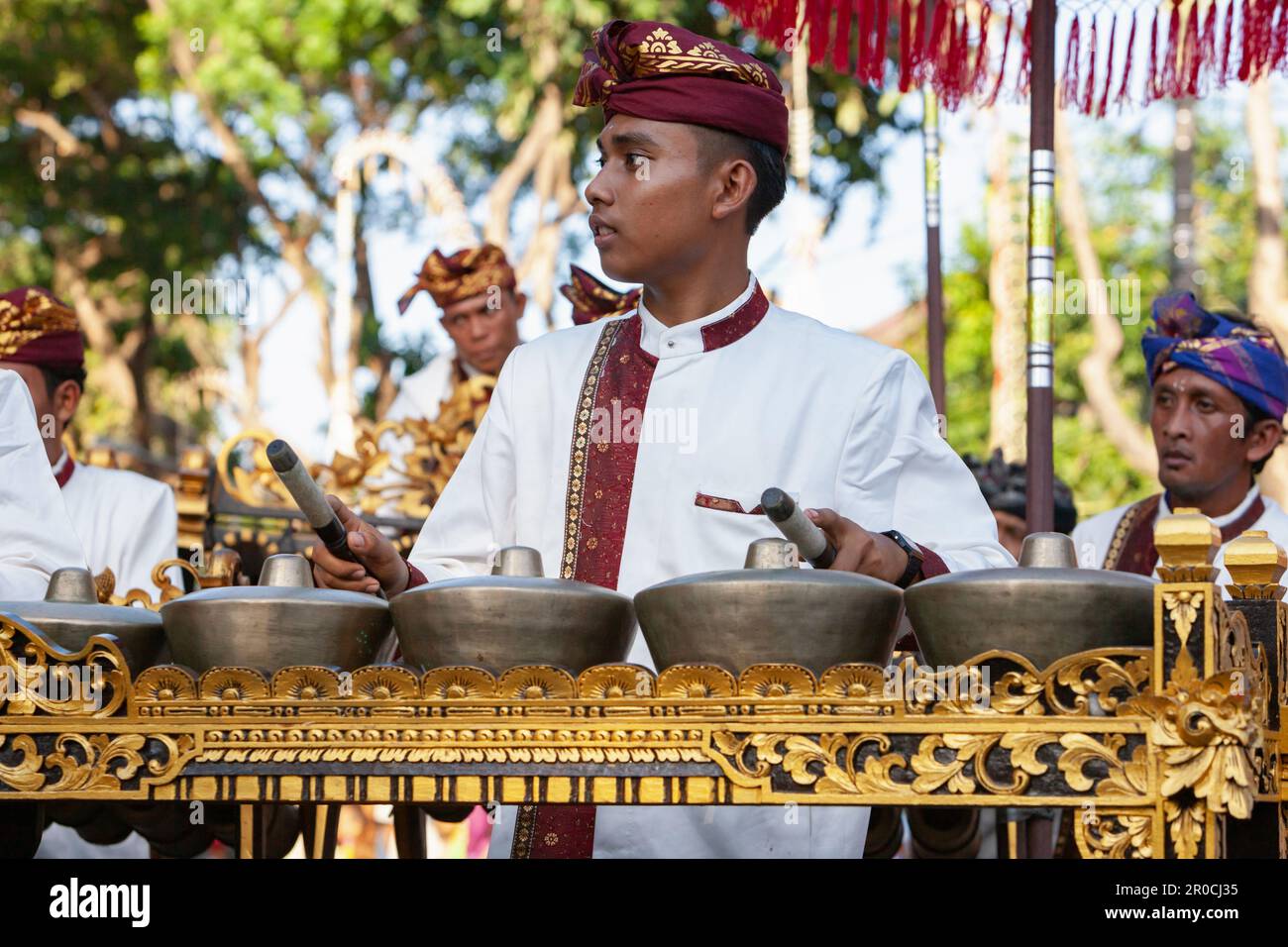 Denpasar, Bali island, Indonesia - June 11, 2016: Young musicians ...
