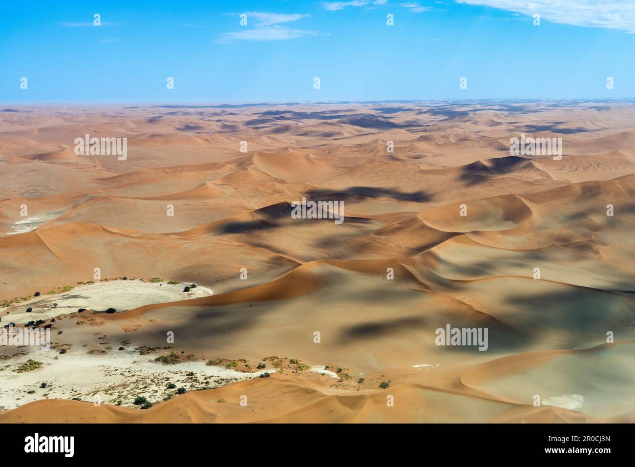 Aerial photography the Namibian coast where the sand dunes meet the ...