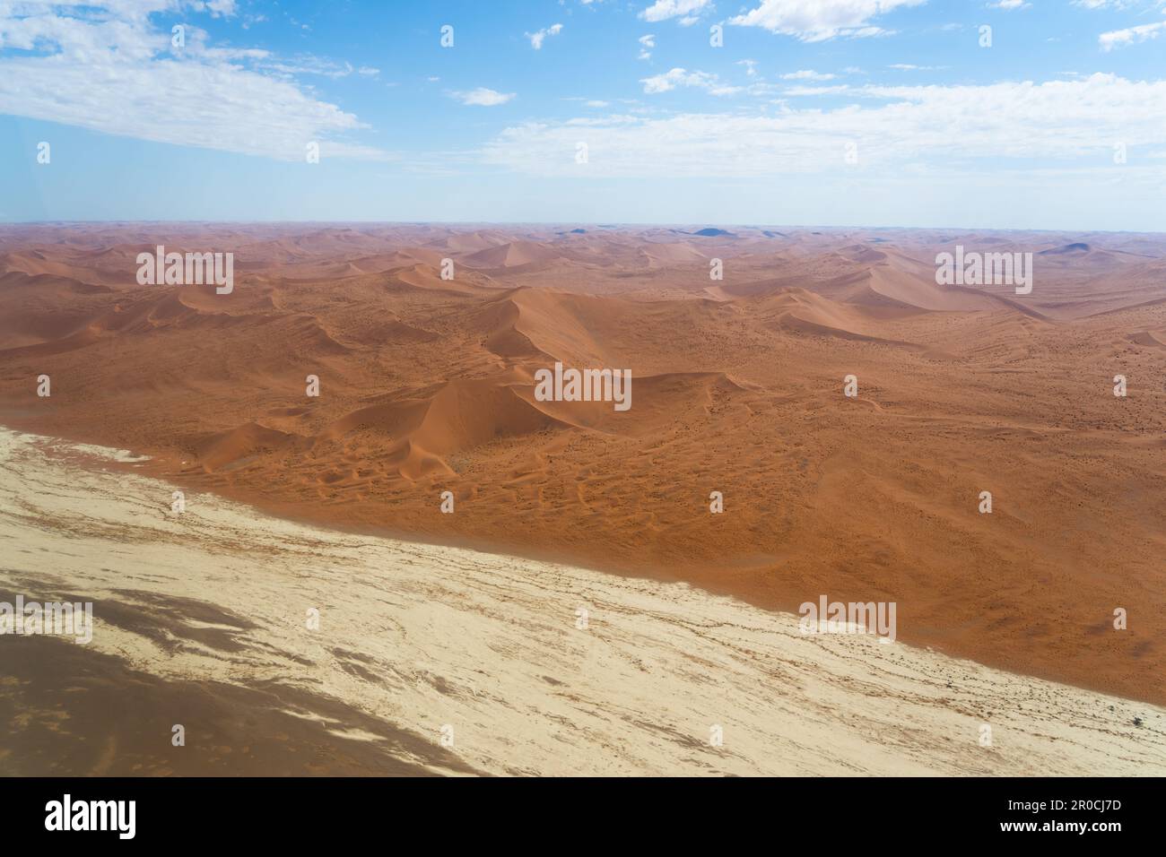 Aerial photography the Namibian coast where the sand dunes meet the ...