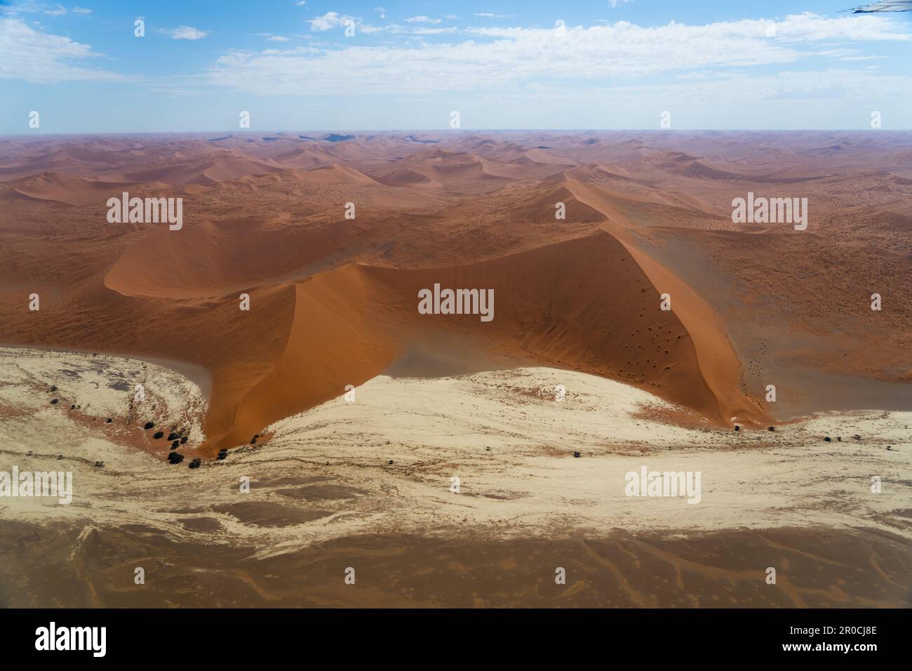Aerial photography of the red sand dunes, Sossusvlei, Namib-Naukluft ...