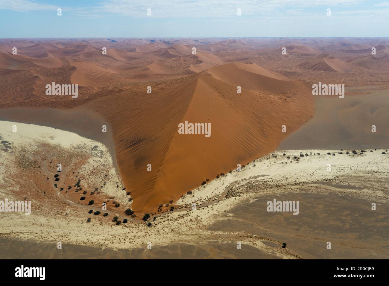 Aerial photography of the red sand dunes, Sossusvlei, Namib-Naukluft ...